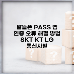 알뜰폰 PASS 앱 인증 오류 해결 방법 SKT KT LG 통신사별